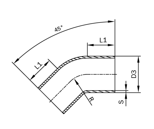 Piggable Bend 45° Series A 1 - 1.5D DIN - Armaturenwerk Hötensleben ...